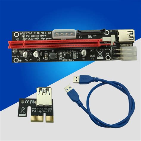 NEW In Cm USB PCIe X To X PCI Express Extender Riser Card SATA Pin Pin Power