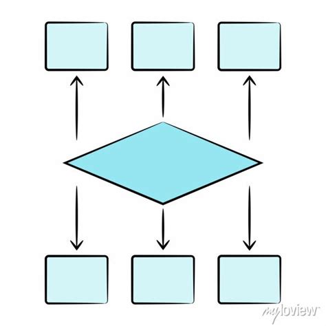 Blue Process Diagram And Hierarchy Chart For Presentation Template
