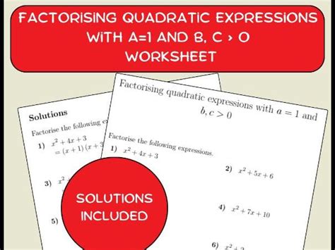Quadratic Expressions Worksheet With Answers