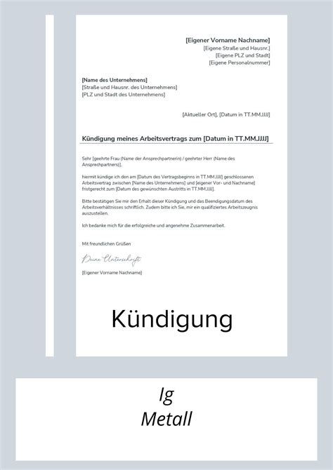Ig Metall Kündigen Vorlage