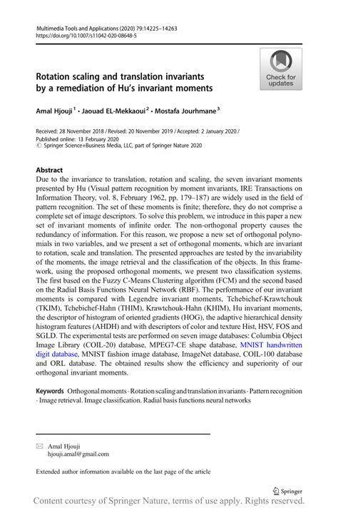 Rotation Scaling And Translation Invariants By A Remediation Of Hus