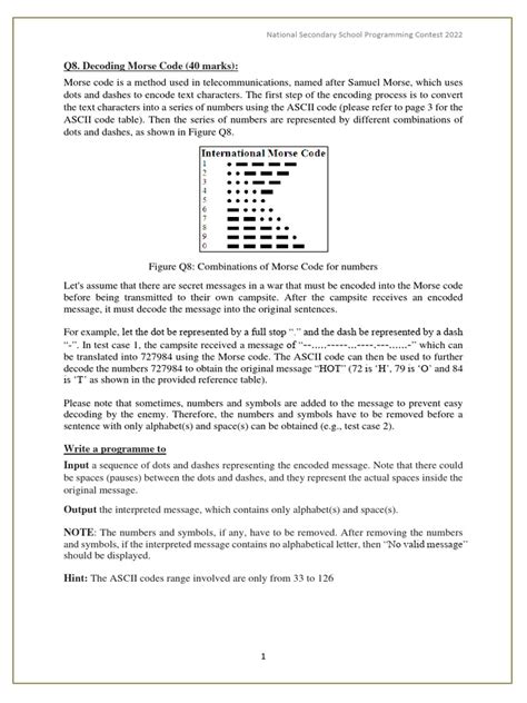 Q08 Decoding Morse Code 40 Marks Pdf Code Ascii
