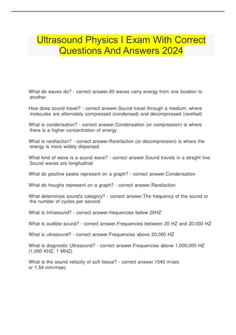 Package Deal For Ultrasound Physics Midterm Exam Review With Correctly Solved Solutions 2024