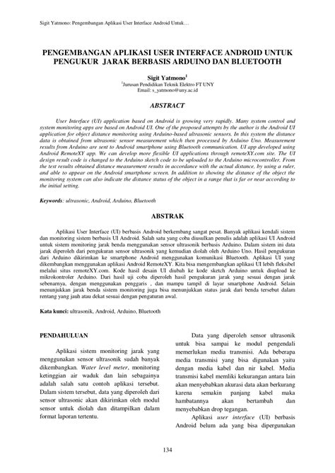 Pdf Pengembangan Aplikasi User Interface Android Untuk Pengukur Jarak