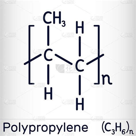 聚丙烯 Pp ，聚丙烯分子。它是丙烯的热塑性聚合物。骨骼的化学公式