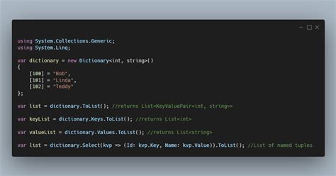 c convert a dictionary to a list makolyte