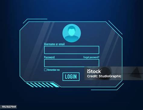로그인 페이지 Ui 디자인 기술 미래 인터페이스 Hud 배경 보안 기술 배경을 위한 로그인 암호 사용자 인터페이스 Hud 디자인