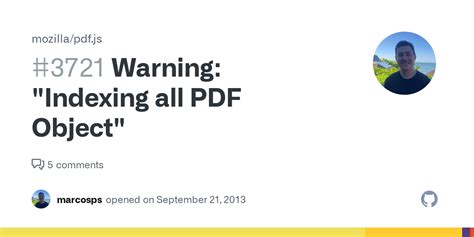 warning indexing all pdf object · issue 3721 · mozilla pdf js · github
