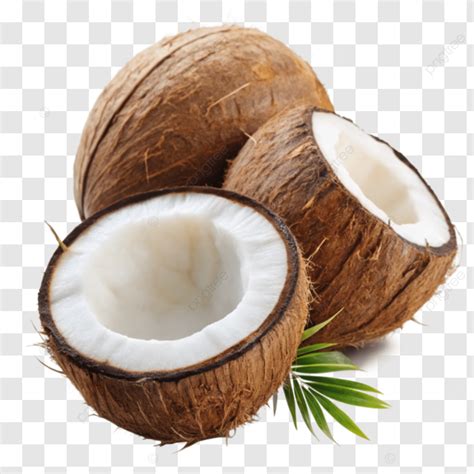음식 삽화를 위한 반쪽 클립아트가 있는 현실적인 코코넛 열대 과일 코코넛 반쪽 음식 클립 아트 Png 일러스트 및 이미지