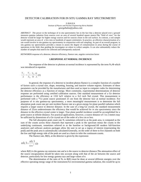 Pdf Detector Calibration For In Situ Gamma Ray Spectrometry