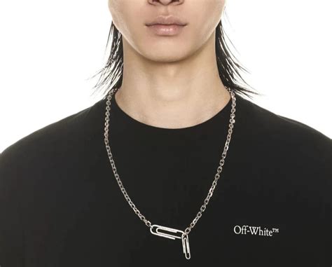 Off White Texture Silver Paperclip Necklace Theluxelend