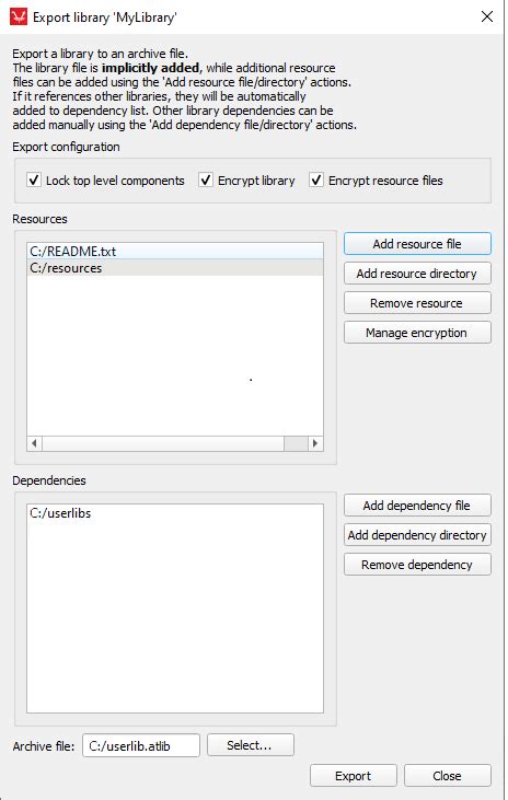 Exporting Library