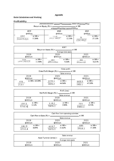 Appendix Hope It Helps Appendix Ratio Calculations And Working