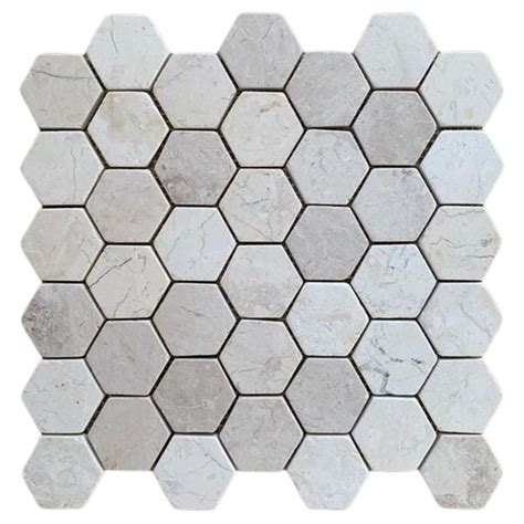White Hexagon 2x2 Marble Mosaic Tile Hexagon Mosaic Tiles Pebble