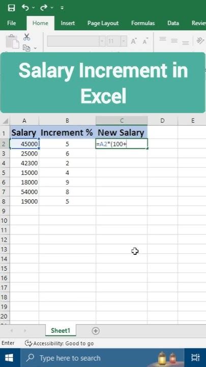 How To Calculate Salary Increment In Excel Shorts Excel Exceltricks Shortvideo Youtube