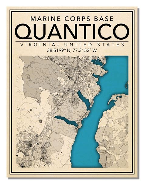 Wall Art Map United States Marine Corps Base Quantico Etsy
