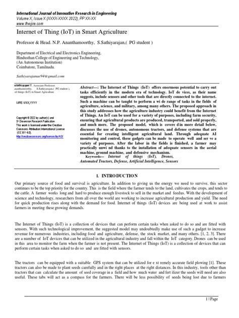 Iot Smart Agriculture Pdf Internet Of Things Agriculture