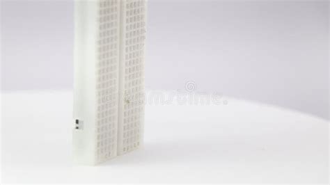 View Of A Solderless Breadboard With Its Back Connections From Rotating Display Table