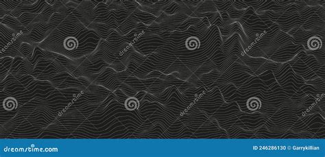 Abstract Background With Distorted Line Shapes On A Black Background Monochrome Sound Line