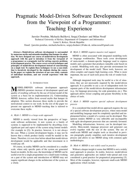 Pdf Pragmatic Model Driven Software Development From The Viewpoint Of