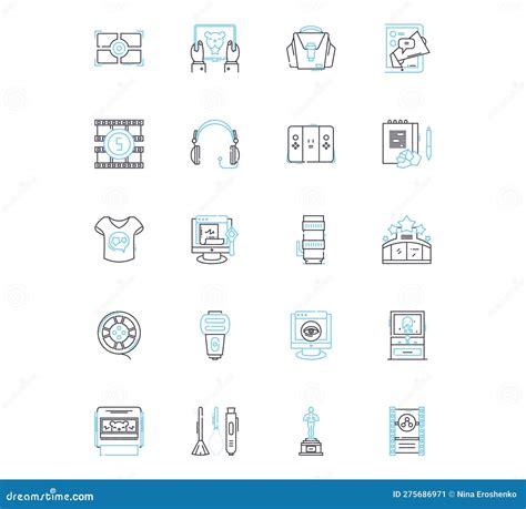 Film Camera Linear Icons Set Analog Vintage Classic Chemical Exposure Aperture Shutter