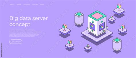 Big Data Server Concept Isometric Data Base Technology Server Room Blockchain Concept