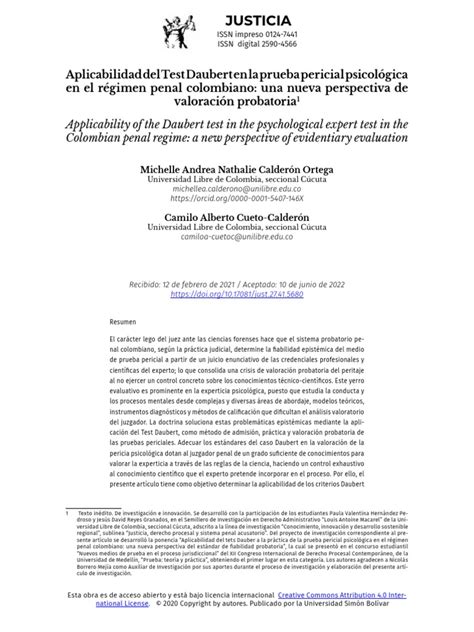 Test Daubert En Colombia Pdf