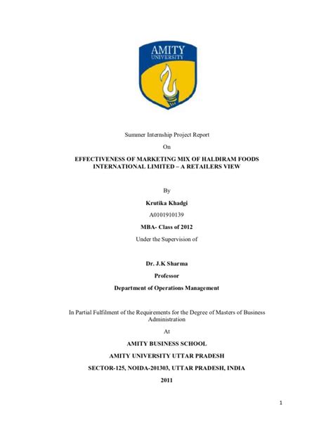 Internship Report Marketing Mix Of Haldirams Pdf Retail Strategic Management