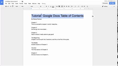 google docs table of contents - google docs table of contents