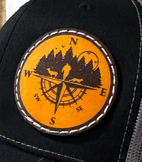 Leather Patch Compass Hat Trucker Hat Custom Leather Patch Hat Sewn
