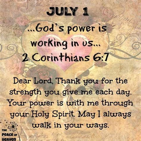 The Peace Of Heaven Inspirational Bible Verse 2 Corinthians 6 7 July 6 Blessings July 11