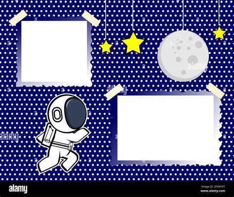 Chibi Space Man Character Cartoon Picture Frame Background Illustration