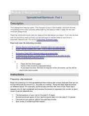 Module Docx Module Assignment Spreadsheet Workbook Part Description This Assignment Has