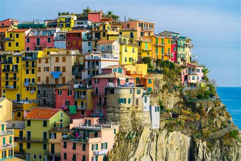 Colorful Houses In Manarola Village Cinque Terre Coast Of Italy