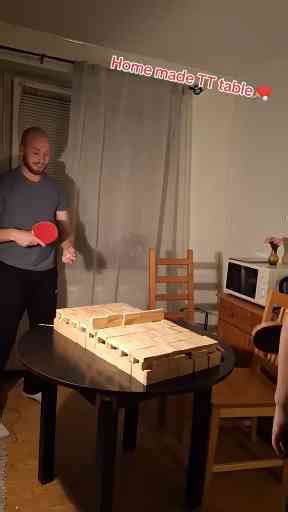 Homemade Ping Pong Table Made By Wooden Sticks