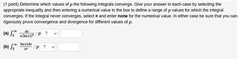 Point Determine Which Values Of P The Following Chegg