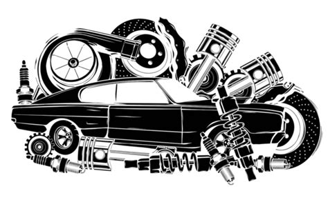 Frame And Parts Of A Car Spares Illustrated In Vector Vector Canister