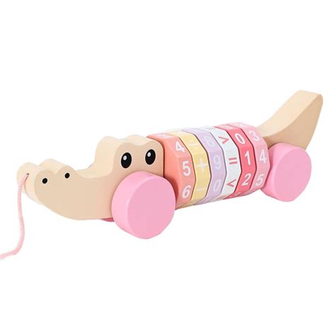 어린이 번호 퍼즐 산술 여러 가지 빛깔의 회전 샤프트 아기 조기 교육 목조 교육 보조 스타일 악어 핑크