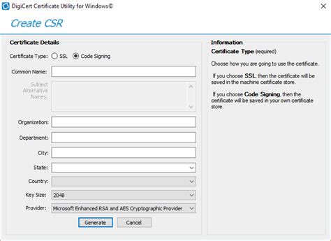 Csr Generation Digicert Certificate Utility Code Signing Ssl Support Desk