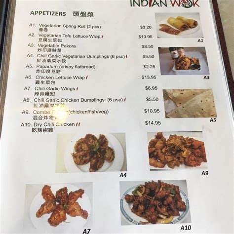 Menu At Indian Wok Restaurant Burnaby
