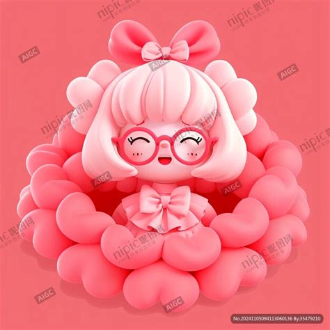 Ai创作图poly风格 粉红少女吉祥物 粉色卡通女孩 卡通粉色头发小女孩 粉嫩卡通形象 原创手办玩偶卡通 情绪拟人3d元素 猪猪女孩ip设计 3d立体插画风格 原创娃娃卡通 原创卡通小女孩