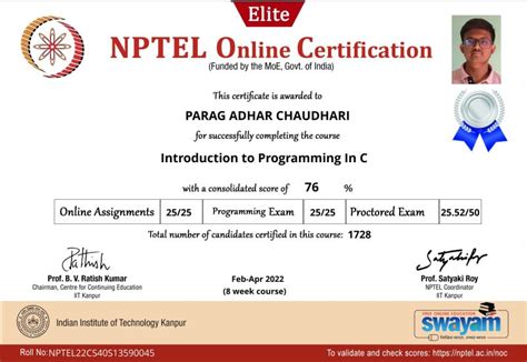 parag chaudhari on linkedin programming c nptel