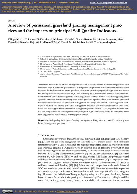 Pdf A Review Of Permanent Grassland Grazing Management Practices And