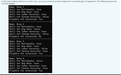 Solved Create A Class Applicant That Holds Data About A Job