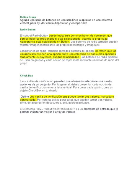 button group check box radio button pdf finanzas y dinero