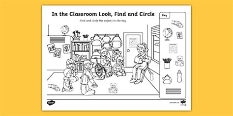In The Classroom Look Find And Circle Activity Twinkl Eyfs