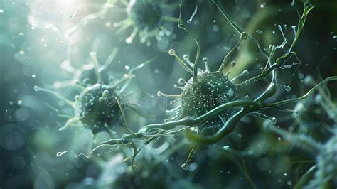 Detailed Close Up Of Bacterial Cells Under Microscope Generative Ai