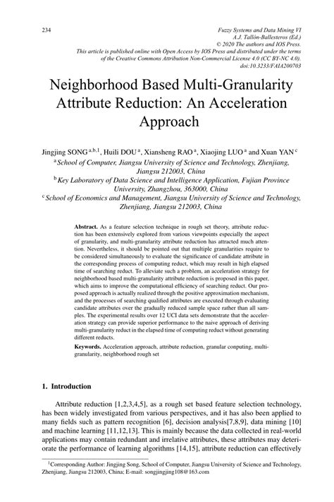 Pdf Neighborhood Based Multi Granularity Attribute Reduction An
