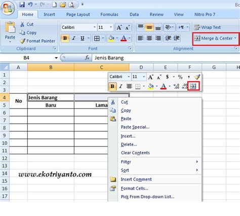 Cara Menggabungkan Dua Kolom Atau Baris Pada MS Excel Ambo Tekno