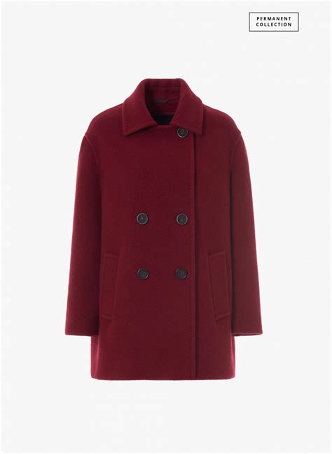 Ruby Red Wool Peacoat With Notch Collar Cinzia Rocca